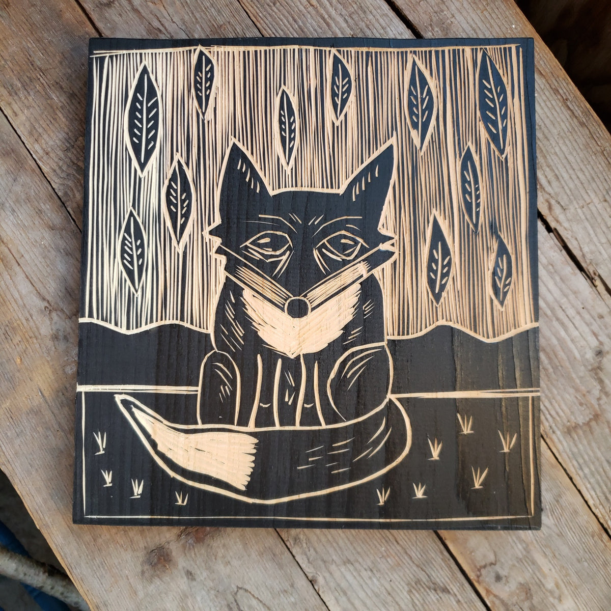 Wood Block Carving - Fox – The Potter's Studio & Gallery