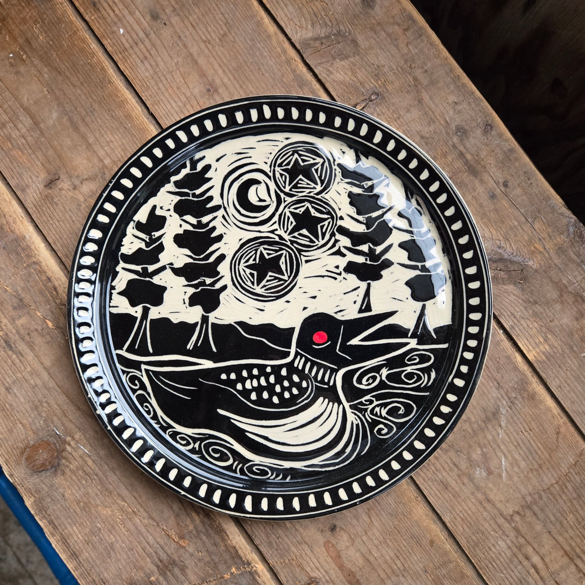 Plate, Woodland, Loon – The Potter's Studio & Gallery