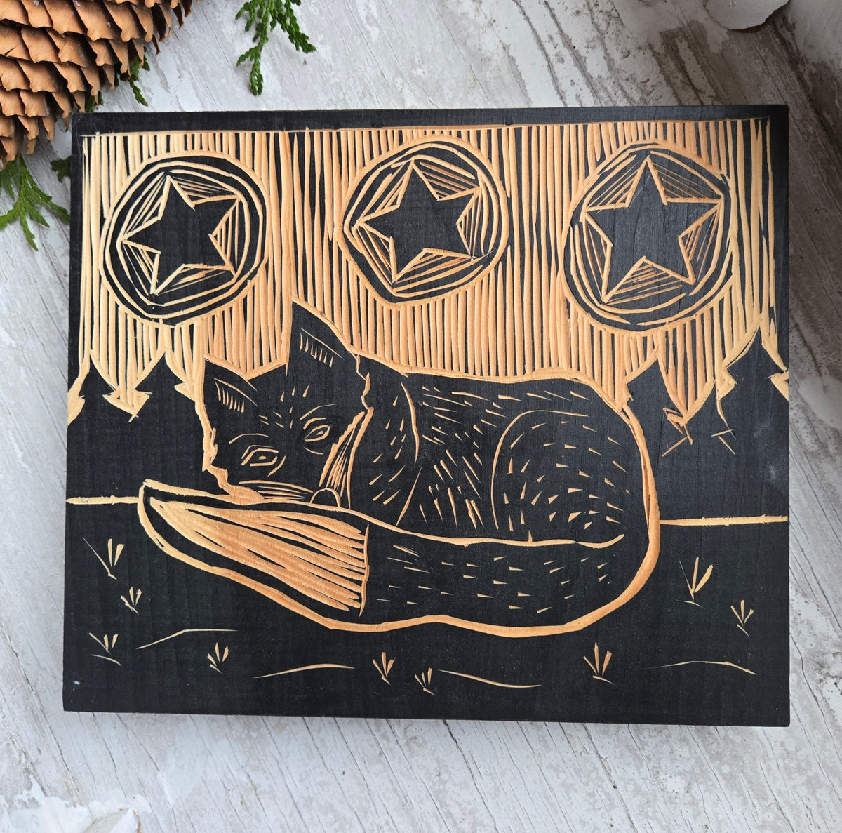 Wood Block Carving - Fox – The Potter's Studio & Gallery