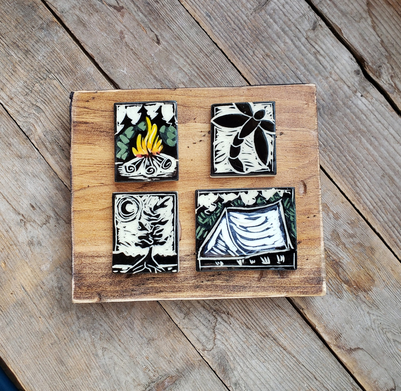 Ceramic Wall Art - Tent, Campfire, Pine Tree, Dragonfly – The Potter's ...
