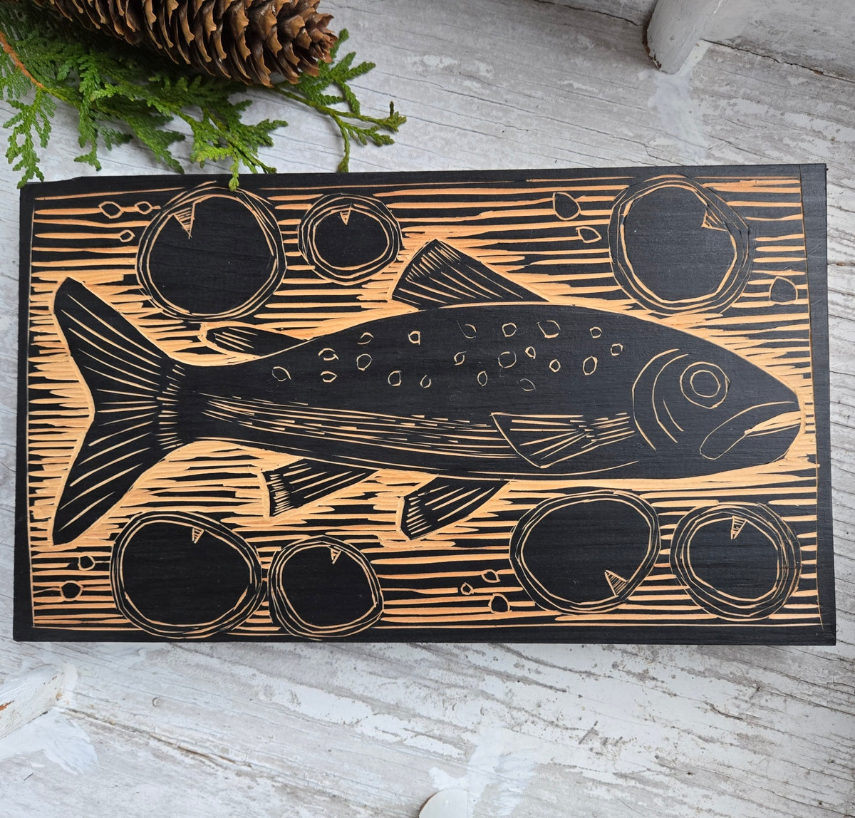 Wood Block Carving - Fish – The Potter's Studio & Gallery